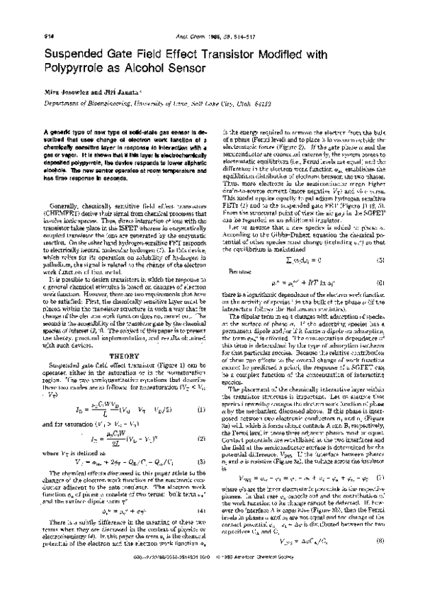 (PDF) Suspended gate field effect transistors modified with polypyrrole as alcohol sensor