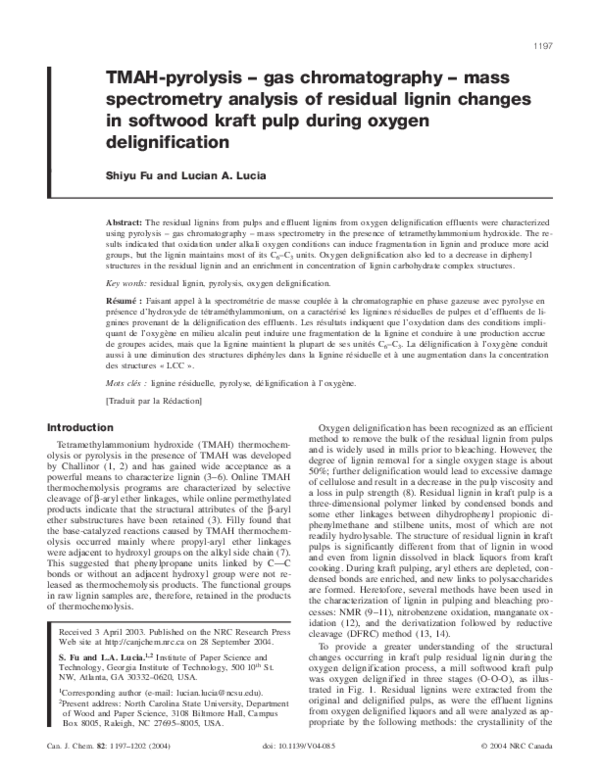 (PDF) TMAH-pyrolysis gas chromatography mass spectrometry analysis of ...