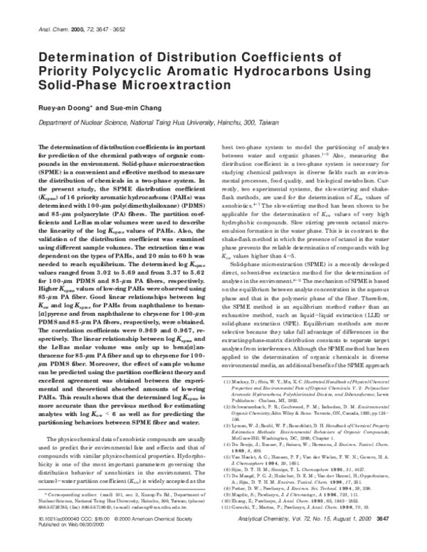 (PDF) Determination of Distribution Coefficients of Priority Polycyclic Aromatic Hydrocarbons ...