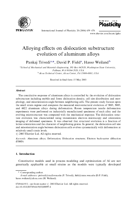 (PDF) Alloying effects on dislocation substructure evolution of aluminum alloys | Pankaj Trivedi ...