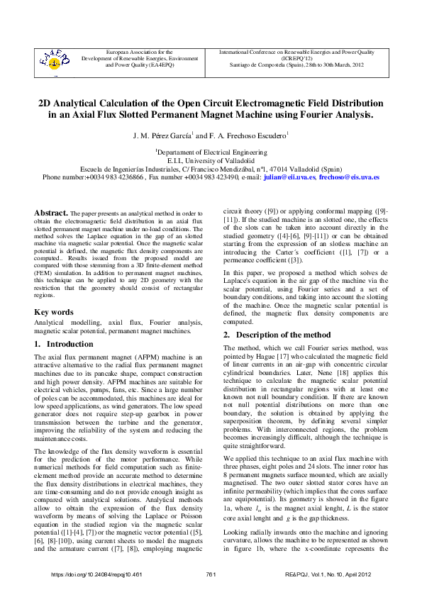 Pdf 2d Analytical Calculation Of The Open Circuit Electromagnetic Field Distribution In An