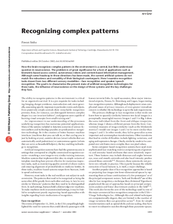 (PDF) Recognizing complex patterns
