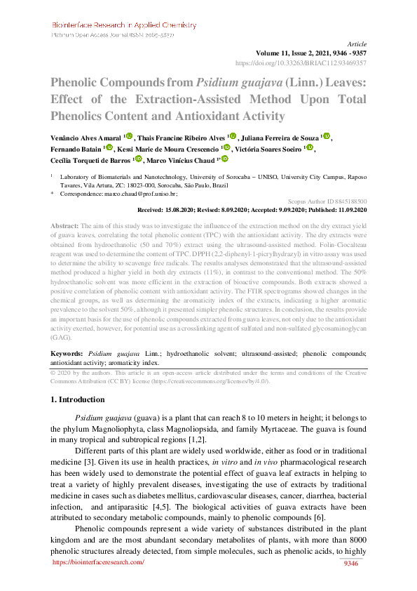(PDF) Phenolic Compounds from Psidium guajava (Linn.) Leaves: Effect of ...