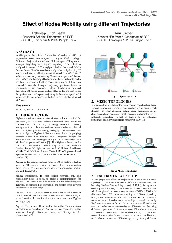 (PDF) Effect of Nodes Mobility using different Trajectories