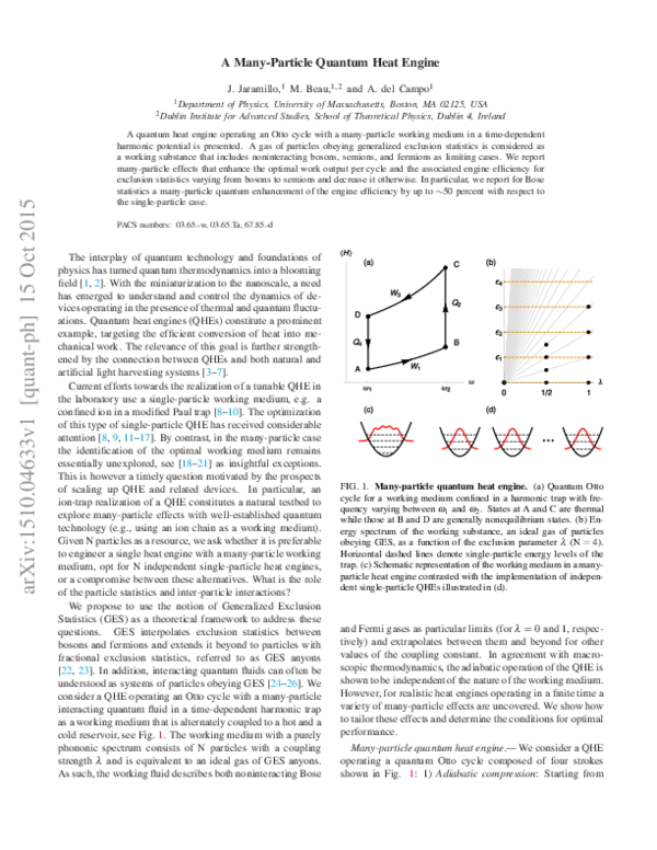 (PDF) A Many-Particle Quantum Heat Engine