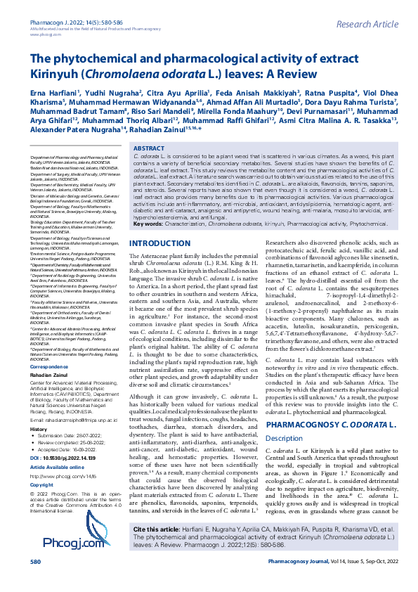 (PDF) The phytochemical and pharmacological activity of extract ...