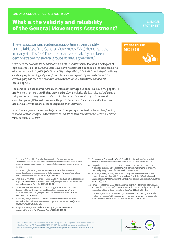 (PDF) What is the validity and reliability of the General Movements Assessment | Lynda McNamara ...