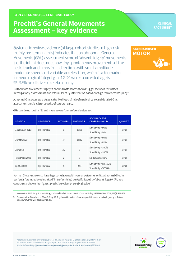 (PDF) Prechtl's General Movements Assessment - key evidence