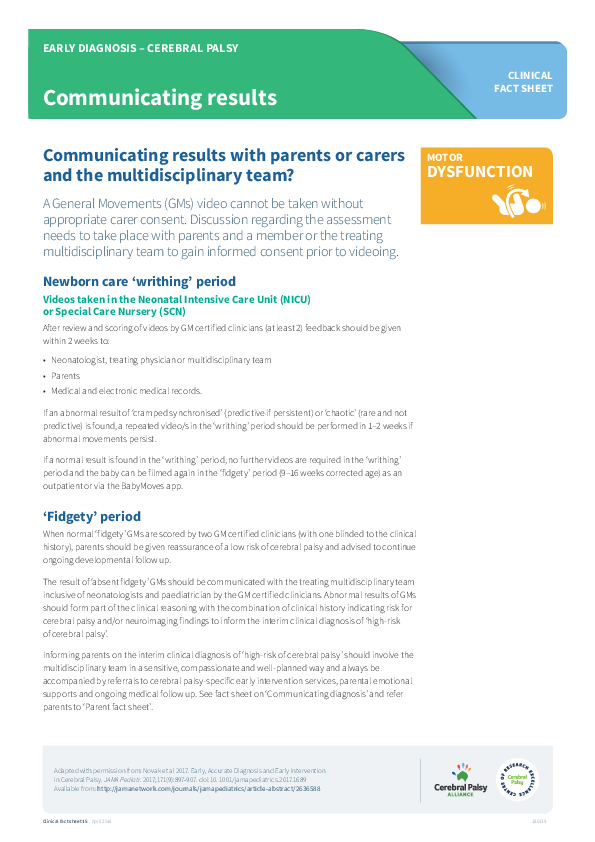 (PDF) Communicating the results of The General Movements Assessment