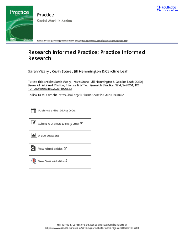 (PDF) Research Informed Practice; Practice Informed Research