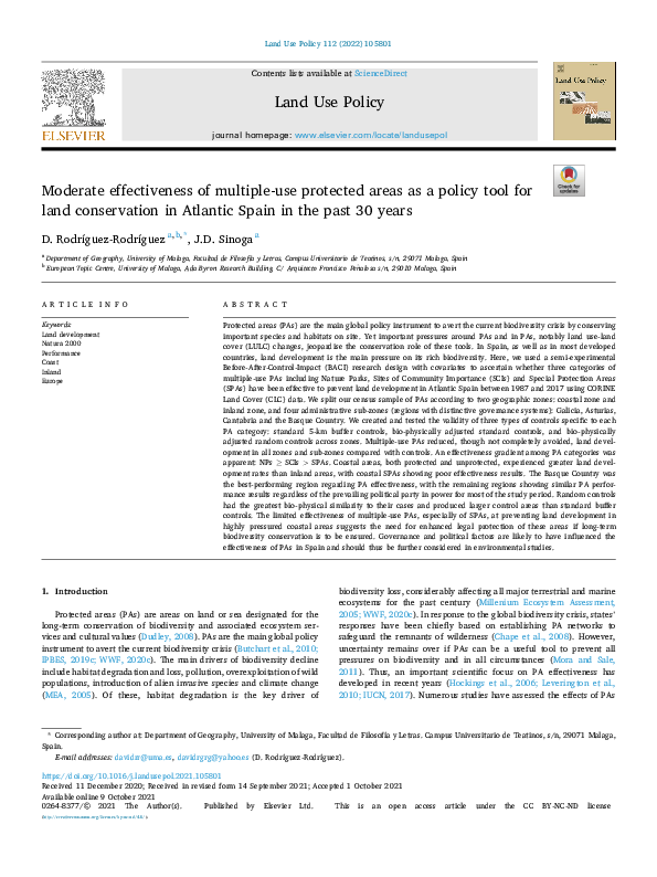 (PDF) Moderate effectiveness of multiple-use protected areas as a ...