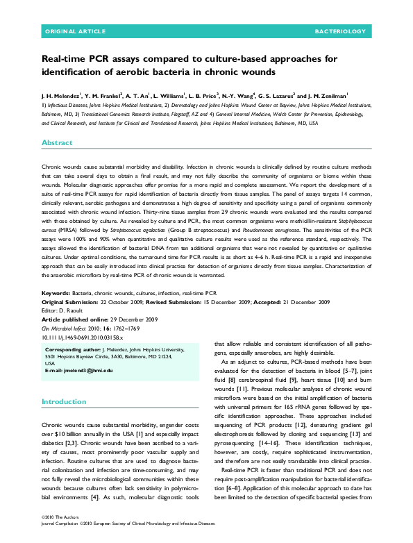 (PDF) Real-time PCR assays compared to culture-based approaches for ...