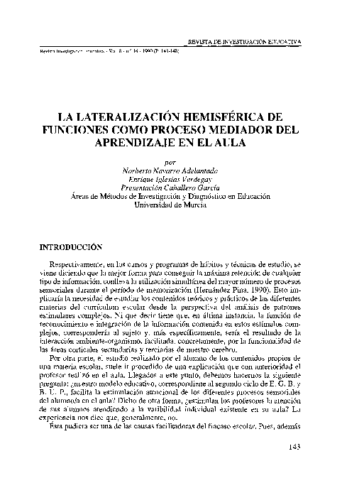 (PDF) La lateralización hemisférica de funciones como proceso mediador ...