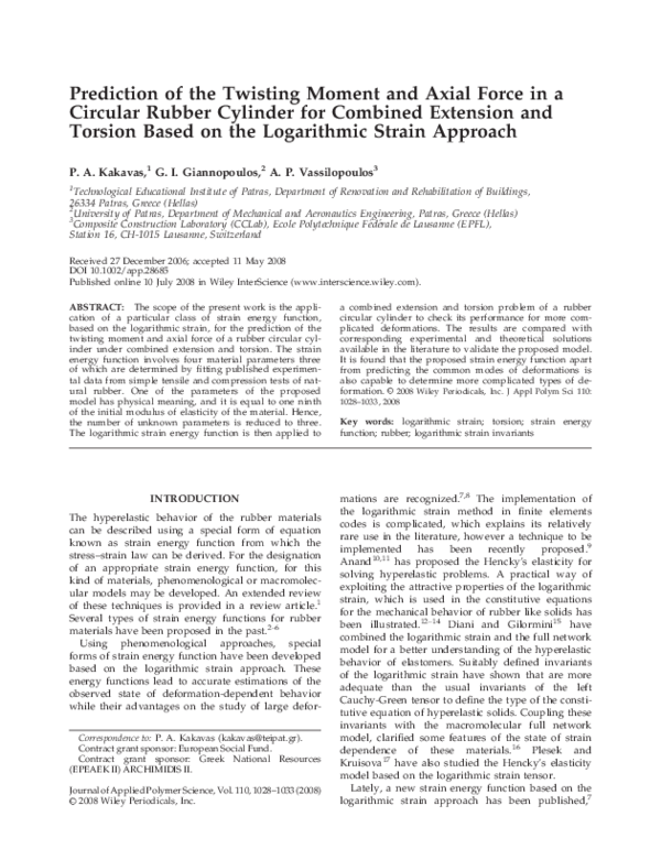 (PDF) Prediction of the twisting moment and axial force in a circular ...