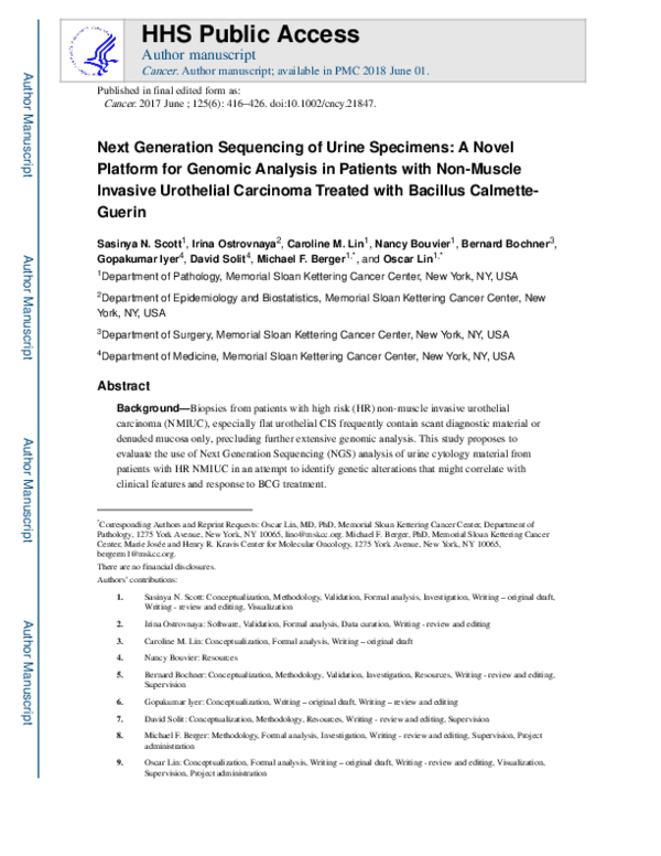 (PDF) Next-generation sequencing of urine specimens: A novel platform ...