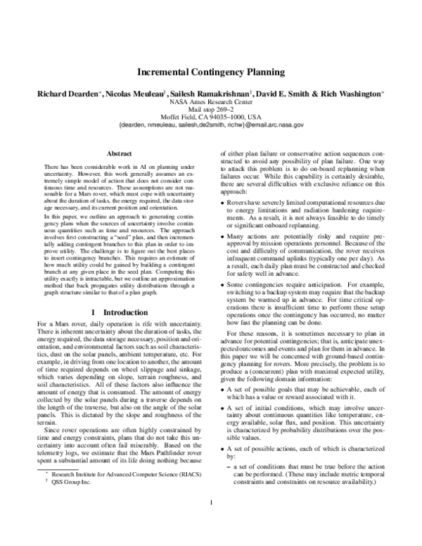(PDF) Incremental contingency planning