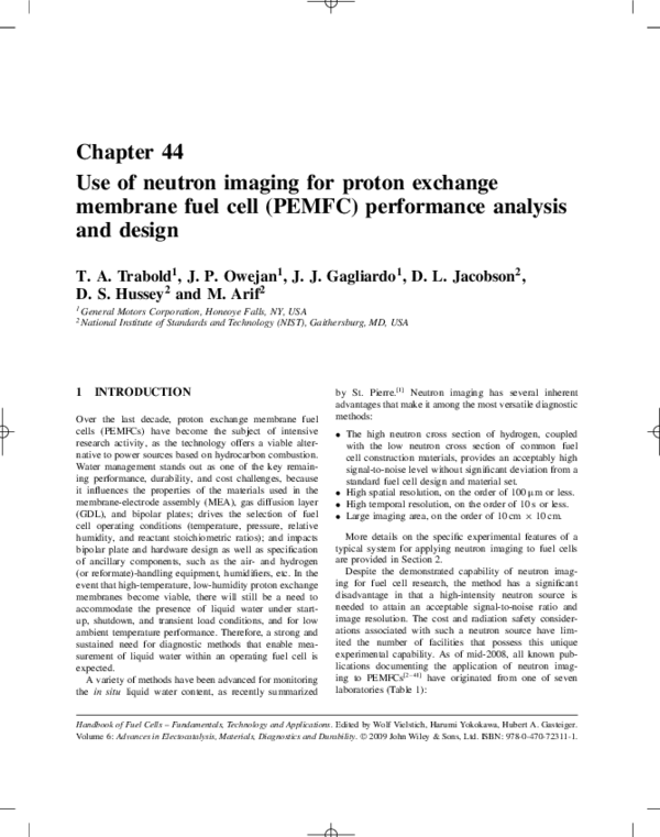 (PDF) Use of neutron imaging for proton exchange membrane fuel cell ...