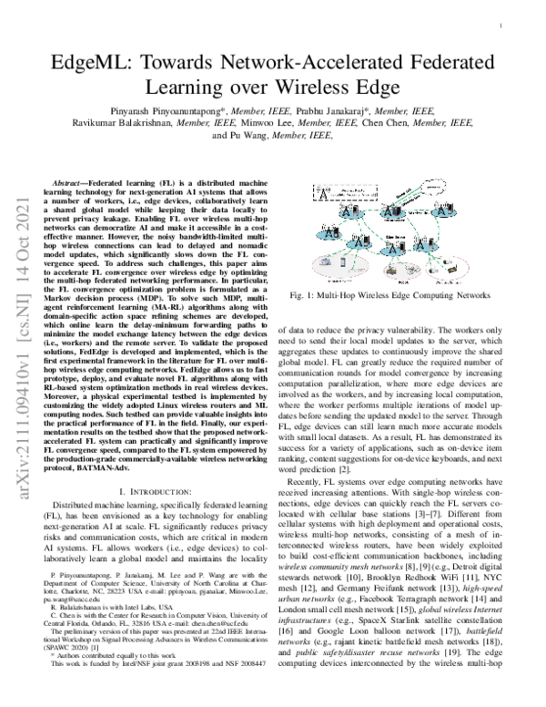 (PDF) EdgeML: Towards network-accelerated federated learning over wireless edge