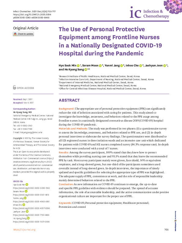 (PDF) The Use of Personal Protective Equipment among Frontline Nurses ...