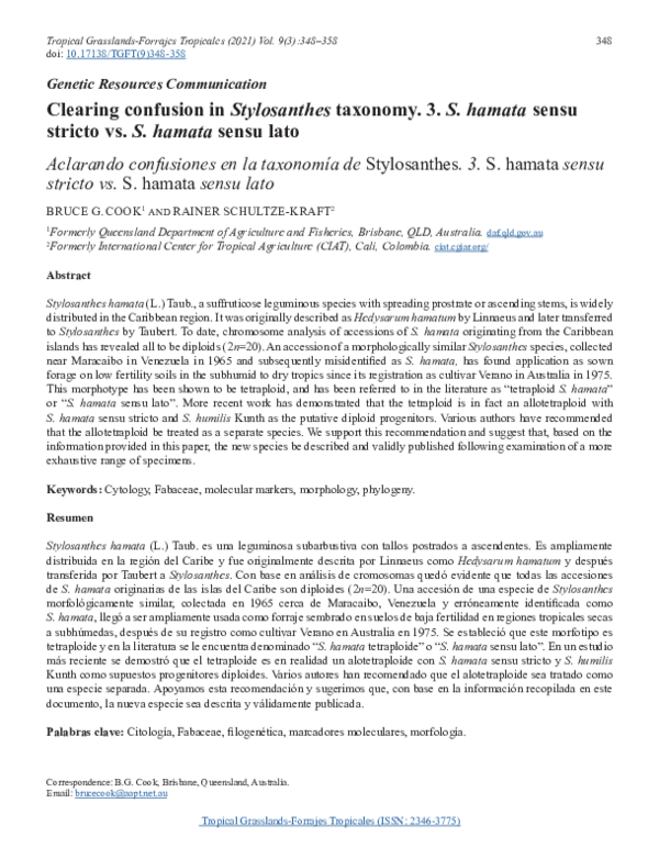 (PDF) Clearing confusion in Stylosanthes taxonomy. 3. S. hamata sensu ...