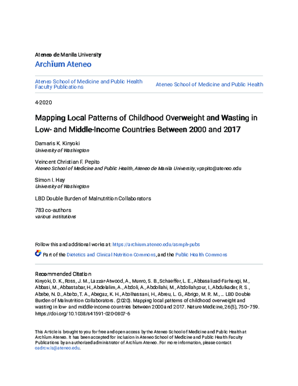 (PDF) Mapping Local Patterns of Childhood Overweight and Wasting in Mapping Local Patterns of ...