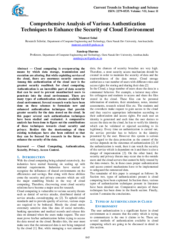 (PDF) Comprehensive Analysis of Various Authentication Techniques to Enhance the Security of ...