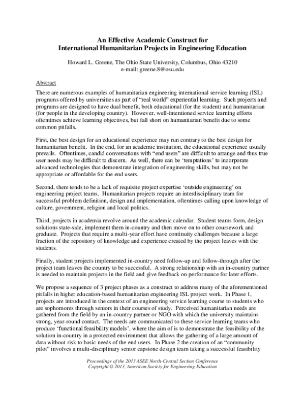 (PDF) An Effective Academic Construct for International Humanitarian ...