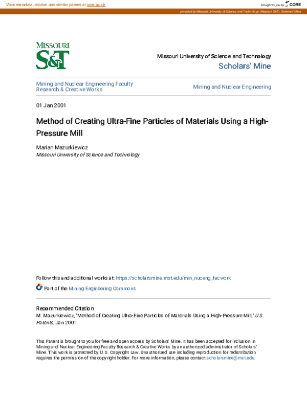 (PDF) Method of creating ultra-fine particles of materials using a high ...