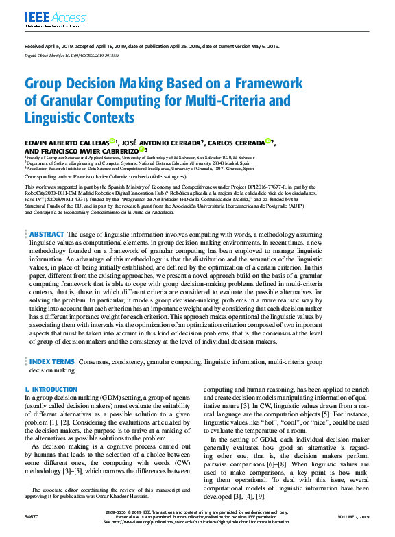 (PDF) Group Decision Making Based on a Framework of Granular Computing for Multi-Criteria and ...