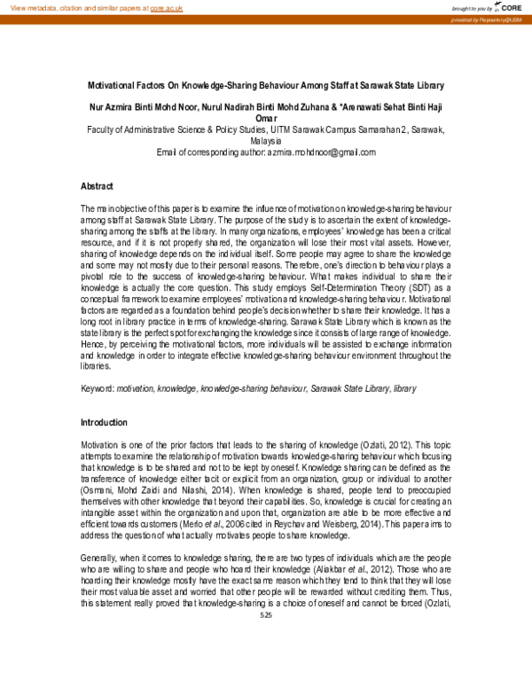 (PDF) The Roles of Theory of Planned Behaviour as Motivational Factors ...