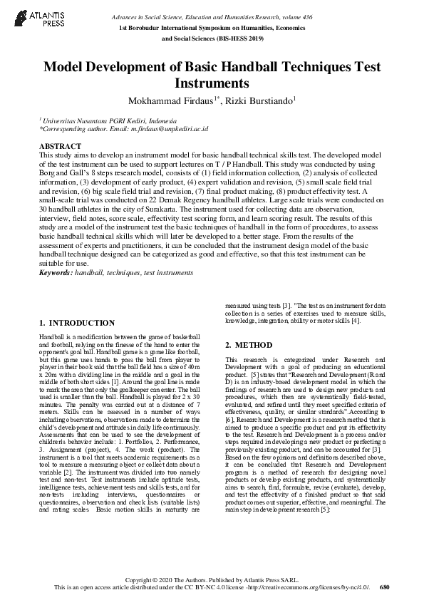 (PDF) Model Development of Basic Handball Techniques Test Instruments