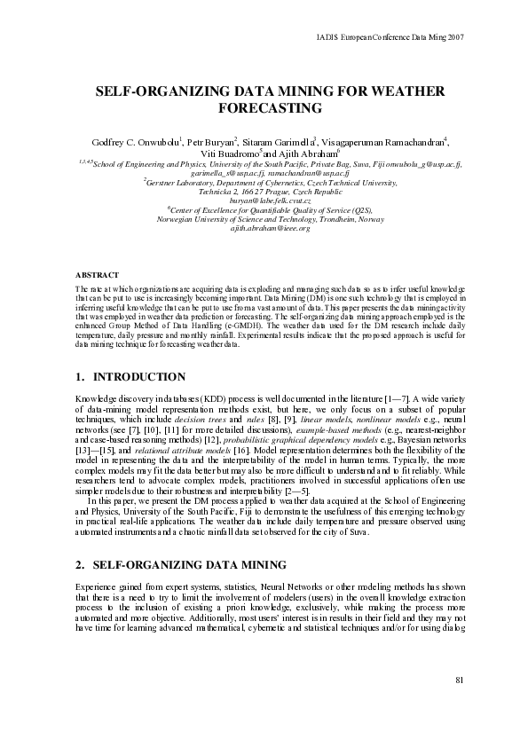 (PDF) Self-Organizing Data Mining for Weather Forecasting using e-GMDH