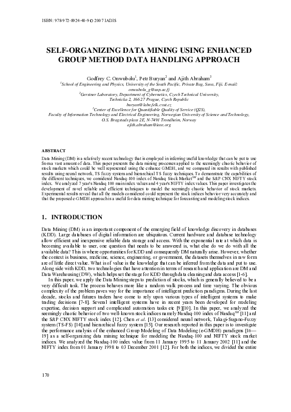 Pdf Self Organizing Data Mining Using Enhanced Group Method Data Handling Approach Godfrey