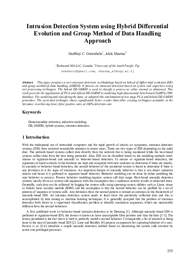 (PDF) Intrusion Detection System using Hybrid Differential Evolution ...