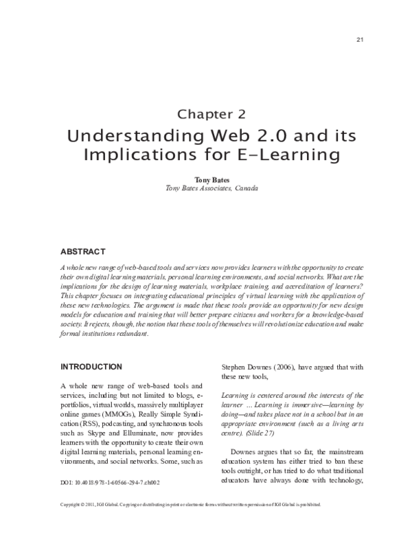 (PDF) Understanding Web 2.0 and its Implications for E-Learning