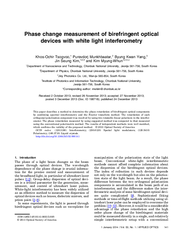 (PDF) Phase change measurement of birefringent optical devices with ...