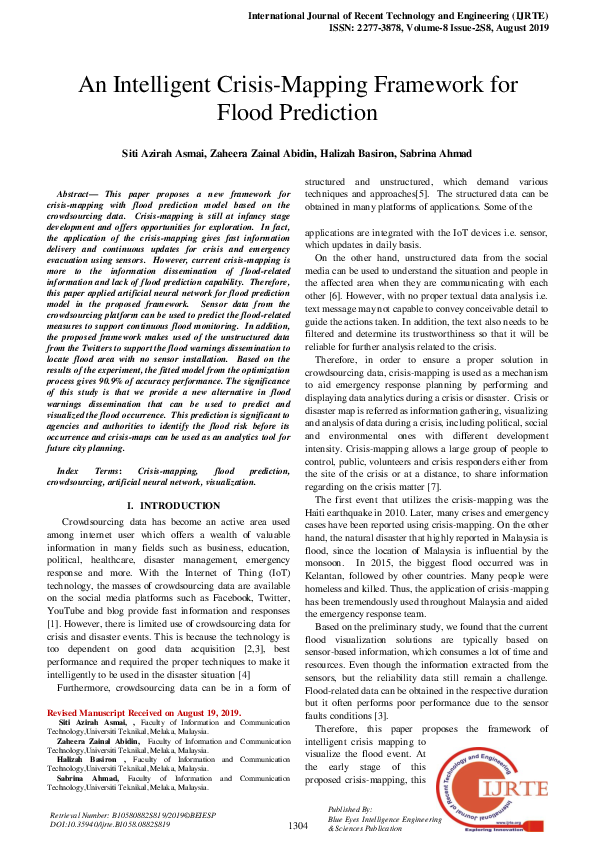 (PDF) An Intelligent Crisis-Mapping Framework for Flood Prediction
