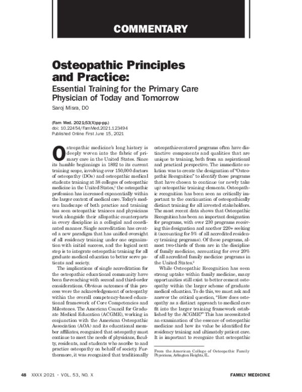 (PDF) Osteopathic Principles and Practice