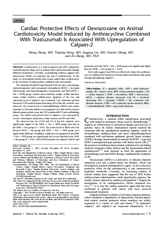 (PDF) Cardiac protective effects of dexrazoxane on animal ...