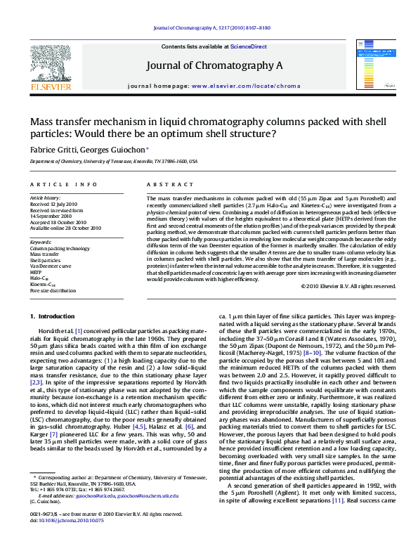 (PDF) Mass transfer mechanism in liquid chromatography columns packed ...