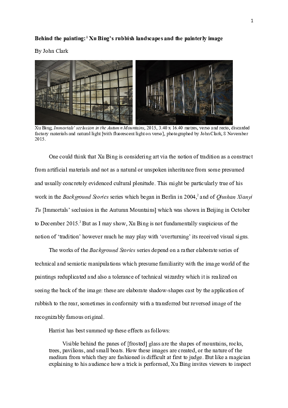 (DOC) Behind the painting:1 Xu Bing's rubbish landscapes and the ...