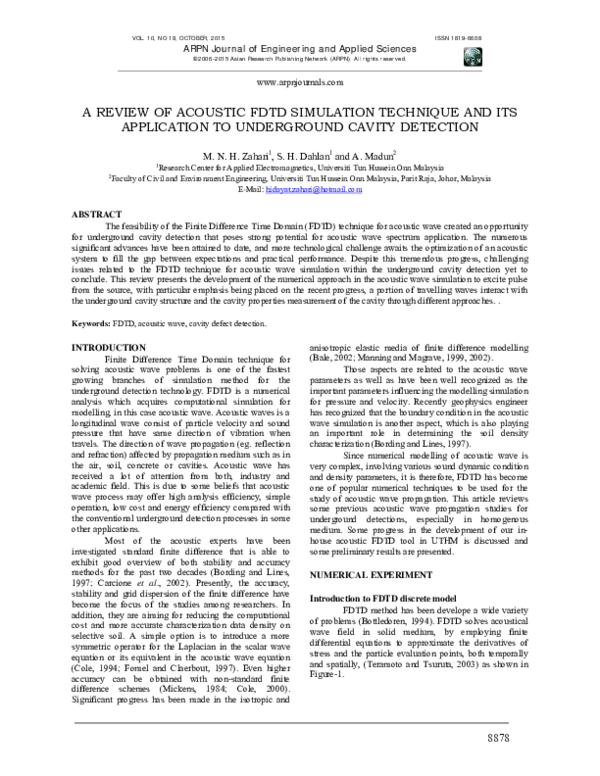 Pdf A Review Of Acoustic Fdtd Simulation Technique And Its