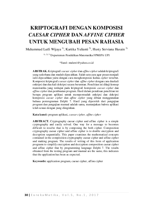 (PDF) Kriptografi Dengan Komposisi Caesar Cipher Dan Affine Cipher ...