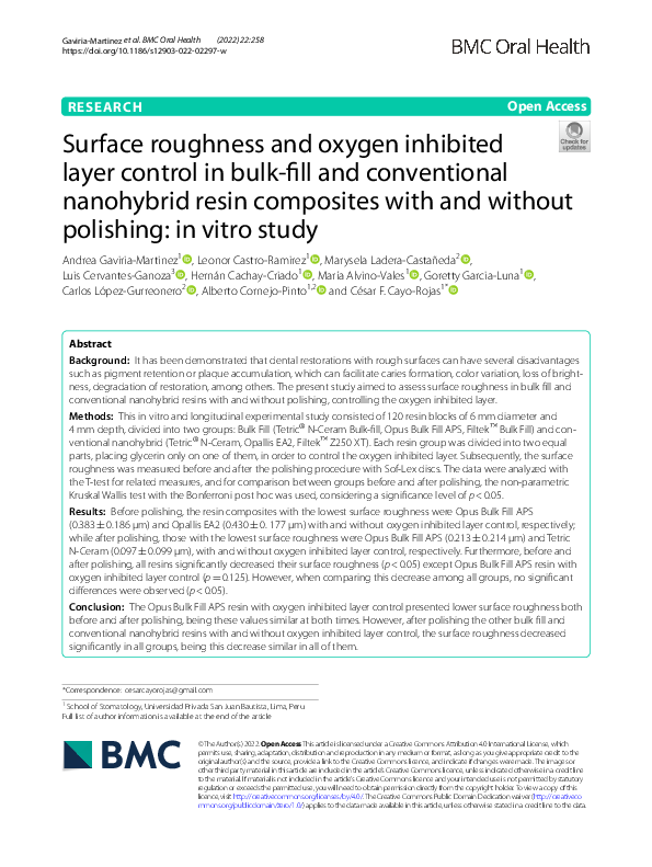 (PDF) Surface roughness and oxygen inhibited layer control in bulk-fill ...