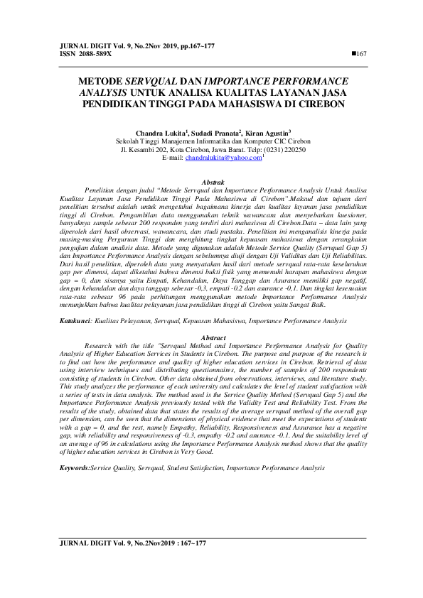 (PDF) Metode Servqual Dan Importance Performance Analysis Untuk Analisa Kualitas Layanan Jasa ...