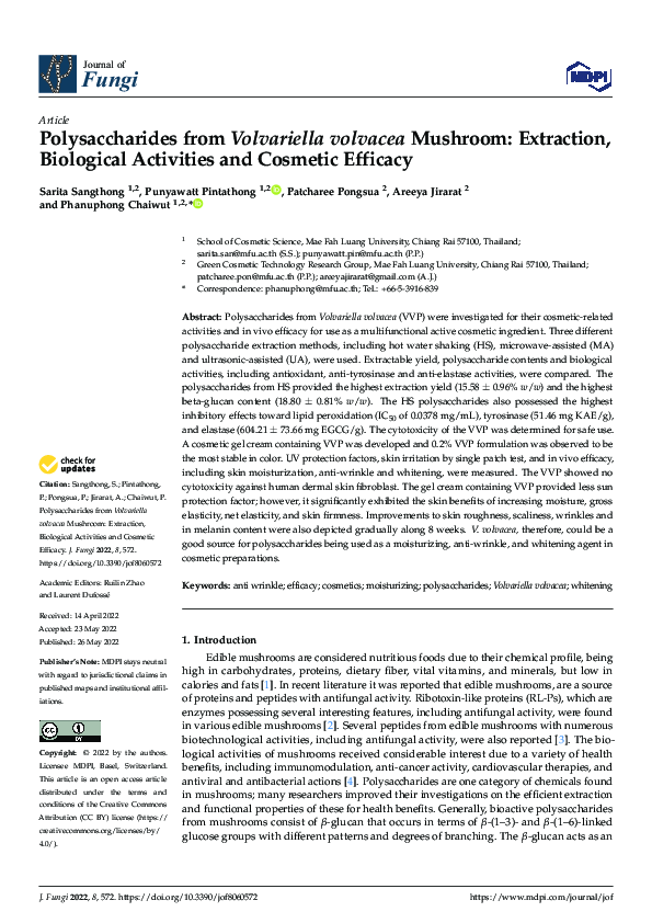 (PDF) Polysaccharides from Volvariella volvacea Mushroom: Extraction ...