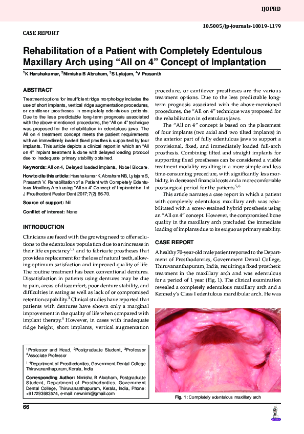 (PDF) Rehabilitation of a Patient with Completely Edentulous Maxillary ...