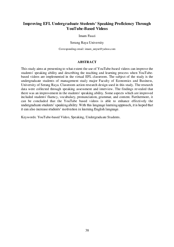 (PDF) Improving EFL Undergraduate Students’ Speaking Proficiency ...