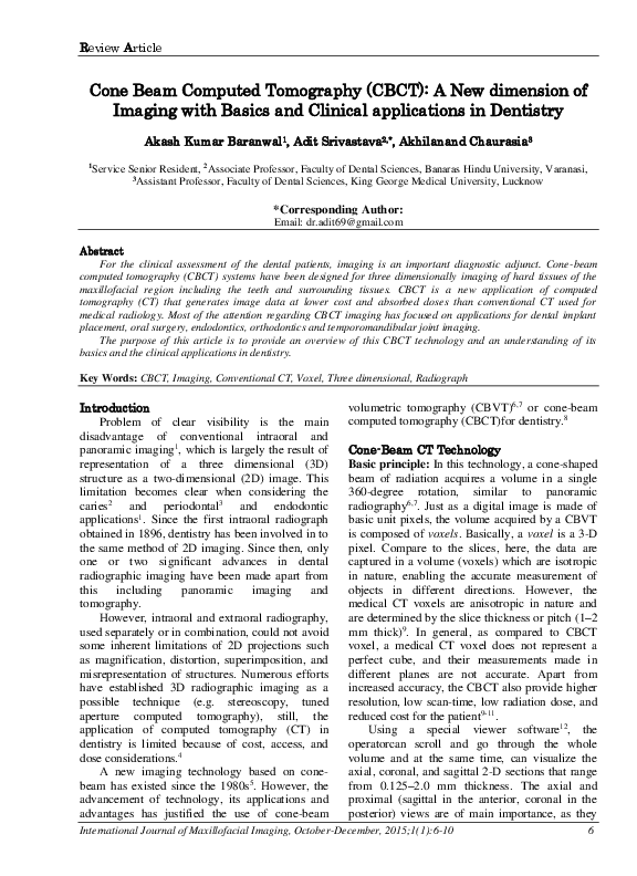 (PDF) Cone Beam Computed Tomography (CBCT): A New dimension of Imaging ...