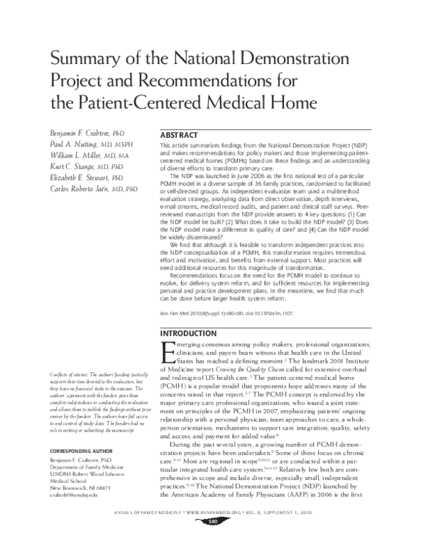 (PDF) Summary of the National Demonstration Project and Recommendations ...